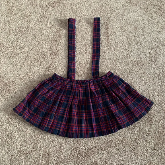 Skirts | Escante Plaid Skirt With Suspenders Size 2x | Poshmark